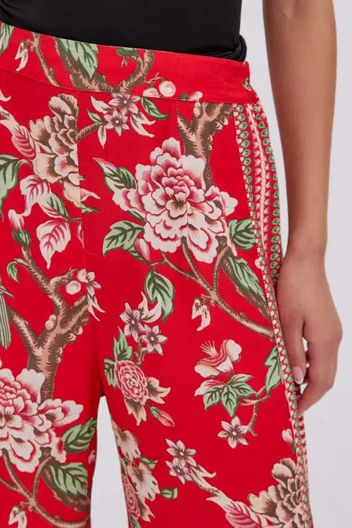 RAISHMA Hallie Floral Wide-leg Trousers