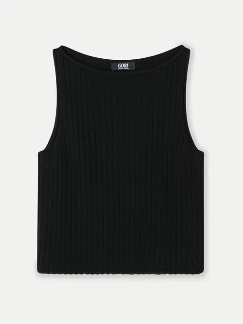 Gobi Cashmere Cashmere Crop Top - Black