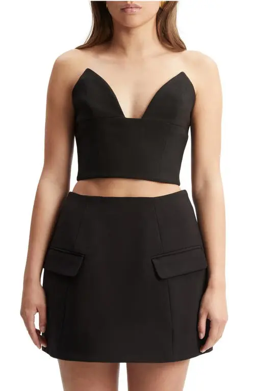 Bardot Delphi Strapless Crop Top - Black