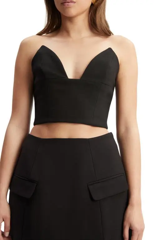 Bardot Delphi Strapless Crop Top - Black