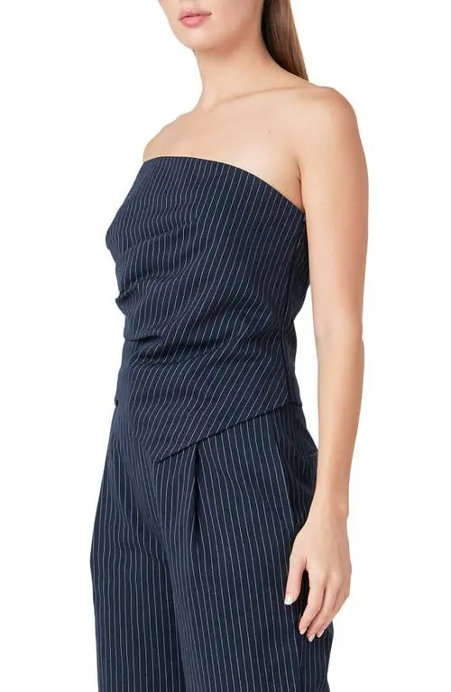 Endless Rose Stripe Asymmetric Neck Strapless Top