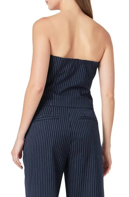 Endless Rose Stripe Asymmetric Neck Strapless Top
