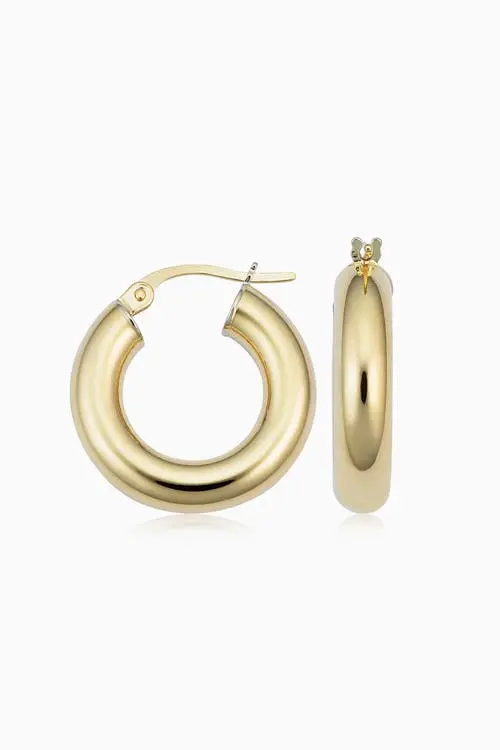 ORADINA 18k Gold Bold Midi Hoops - Yellow Gold