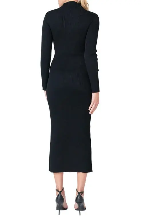 Endless Rose Mock Neck Ribbed Midi Dress