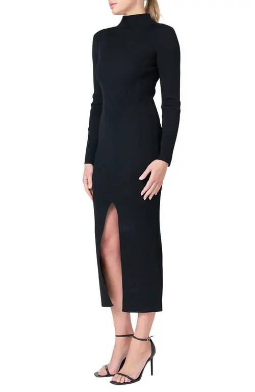 Endless Rose Mock Neck Ribbed Midi Dress