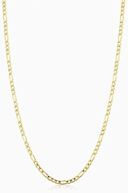 ORADINA 10k Gold Florentine Figaro Petite Necklace - Yellow Gold