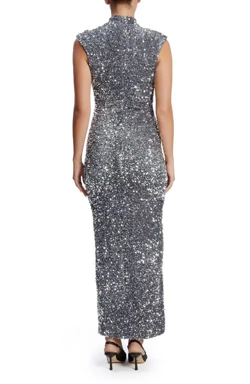 silver sequin bardot dress Bardot Karoline Sequin Velour Dress Silver