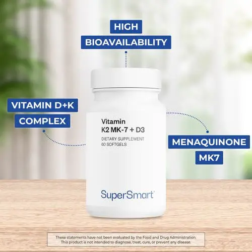 SUPERSMART Vitamin K2 Mk7 + Vitamin D3