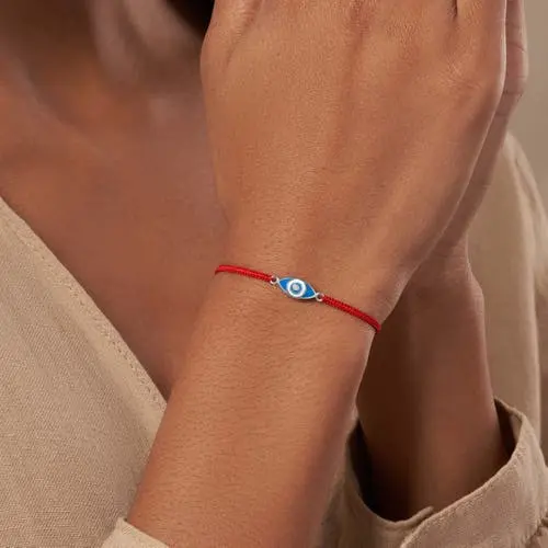 KARMA AND LUCK Evil Eye Charm Bracelet - Red/silver/blue