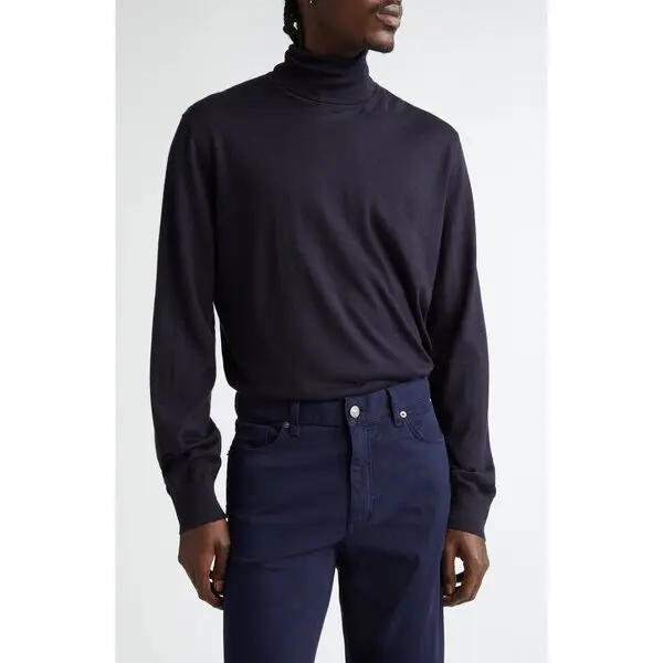 Zegna Cashmere & Silk Turtleneck Sweater - Navy