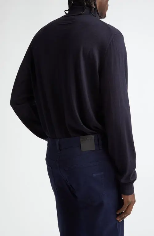 Zegna Cashmere & Silk Turtleneck Sweater - Navy