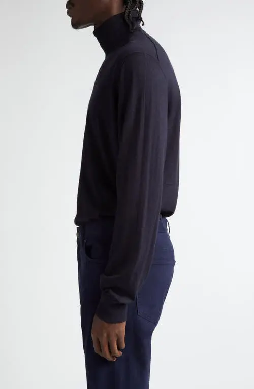 Zegna Cashmere & Silk Turtleneck Sweater - Navy