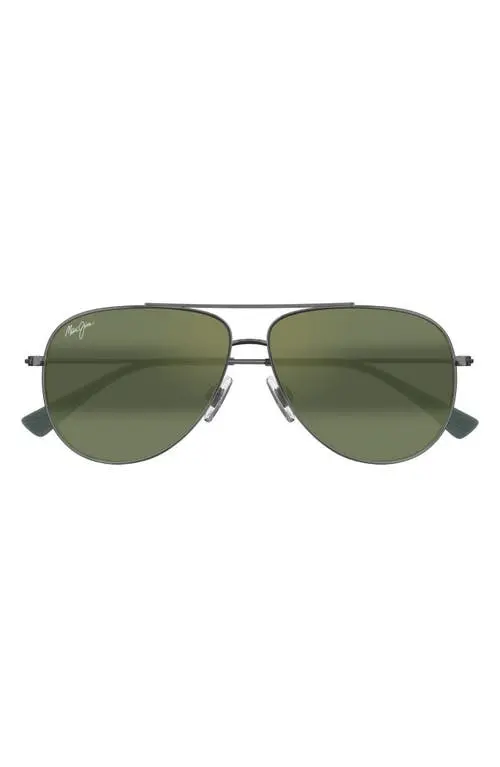 Maui Jim Hauoli 59mm Polarized Aviator Sunglasses - Silver/ Maui Ht