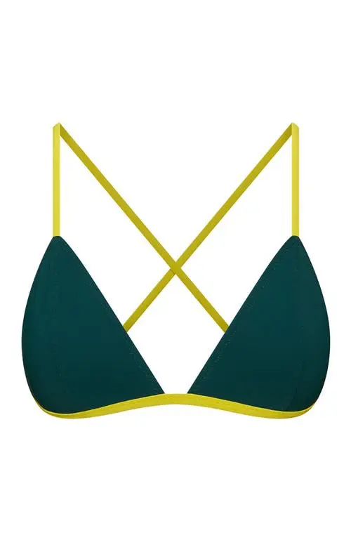 ANSEA Reversible Triangle Bikini Top - Chartreuse/forest