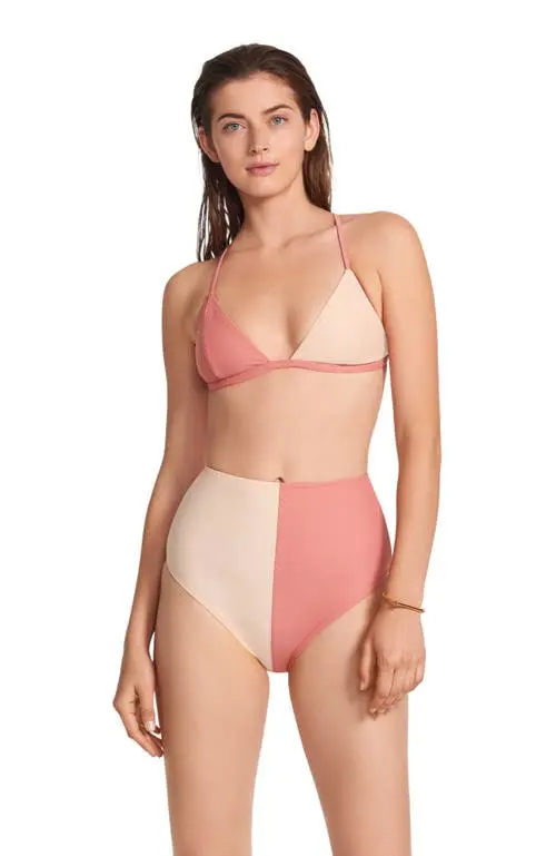 ANSEA Reversible Triangle Bikini Top - Pink/maroon