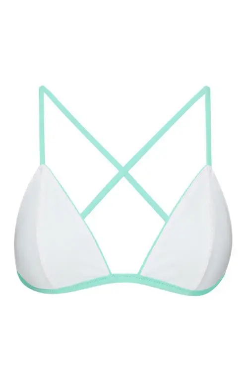ANSEA Reversible Triangle Bikini Top - White/mint