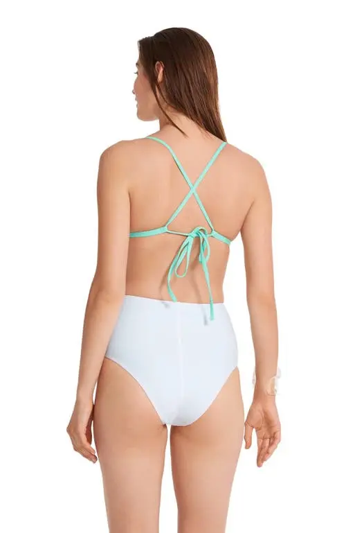 ANSEA Reversible Triangle Bikini Top - White/mint