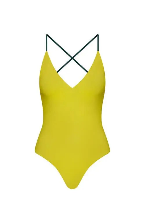 ANSEA Reversible Tie Back One Piece - Chartreuse/forest