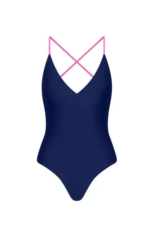 ANSEA Reversible Tie Back One Piece - Pink/navy