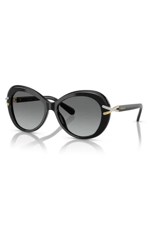 SWAROVSKI 56mm Butterfly Sunglasses - Black