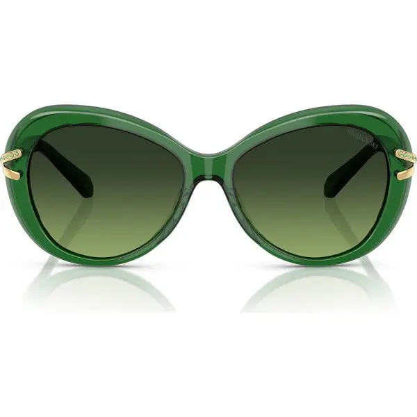 SWAROVSKI 56mm Butterfly Sunglasses - Transparent Green