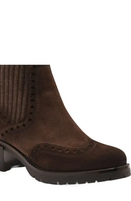 Santoni Suede Low-heel Ankle Boots With Ribbed Shaft - Brown