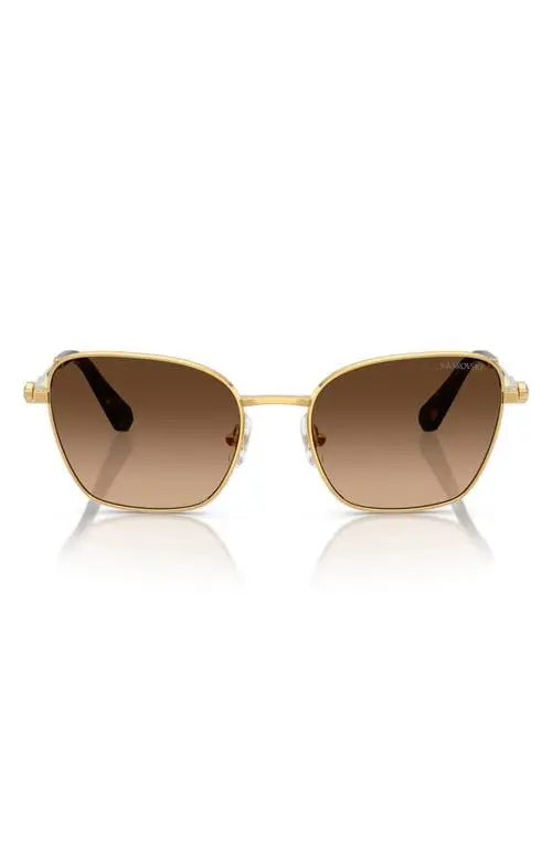 SWAROVSKI 55mm Pilot Sunglasses - Gold/brown
