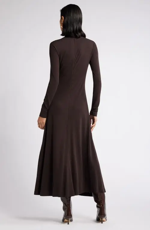 Nordstrom Long Sleeve Matte Jersey Dress In Brown Ganache 71