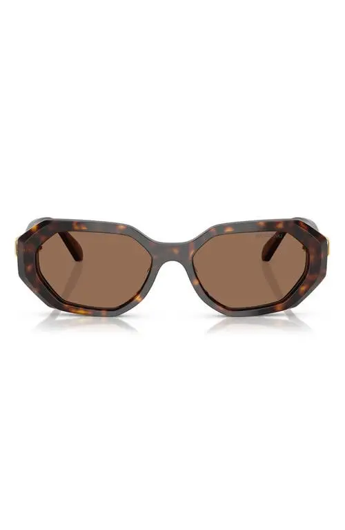 SWAROVSKI 54mm Octagon Sunglasses - Dark Havana