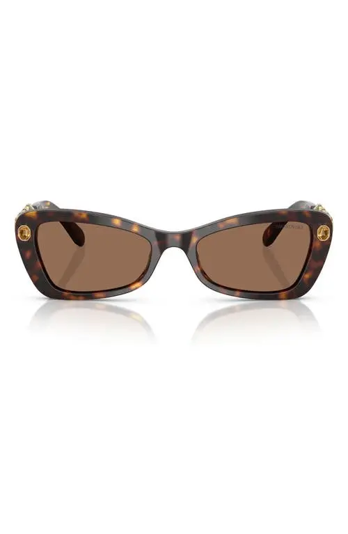 SWAROVSKI 54mm Irregular Sunglasses - Havana