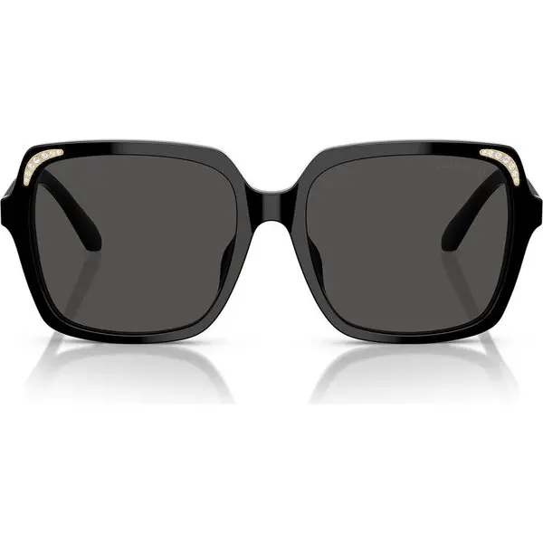 SWAROVSKI 56mm Embellished Square Sunglasses - Black