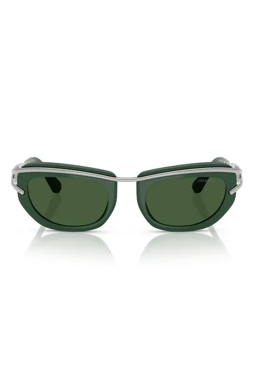 SWAROVSKI 52mm Pillow Sunglasses - Dark Green