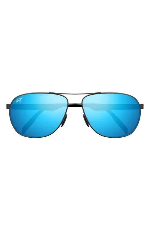 Maui Jim Castles 61mm Aviator Sunglasses - Dark Ruthenium/ Blue Hawaii