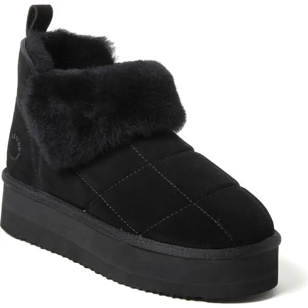 DEARFOAMS Fireside Bayswater Shearling Platform Bootie - Black