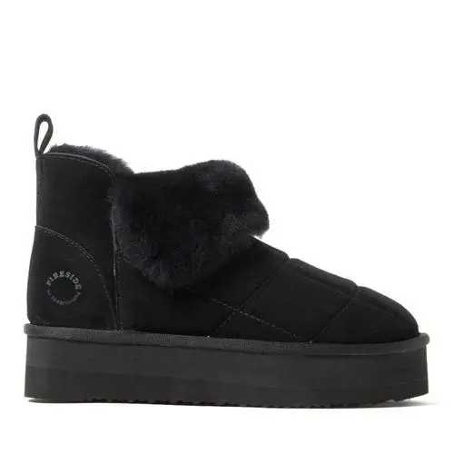DEARFOAMS Fireside Bayswater Shearling Platform Bootie - Black
