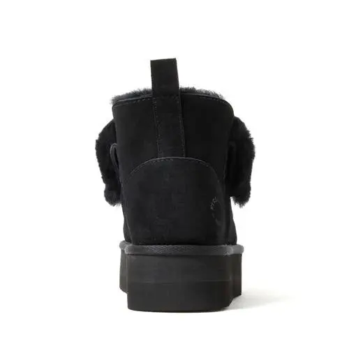DEARFOAMS Fireside Bayswater Shearling Platform Bootie - Black