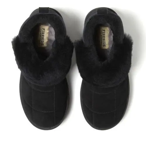 DEARFOAMS Fireside Bayswater Shearling Platform Bootie - Black