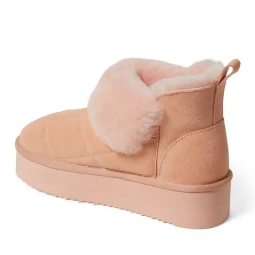 DEARFOAMS Fireside Bayswater Shearling Platform Booties - Peach Dust
