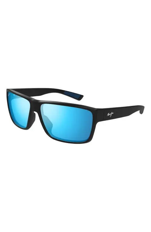 Maui Jim Uila Rectangular Sunglasses - Black/ Blue Hawaii