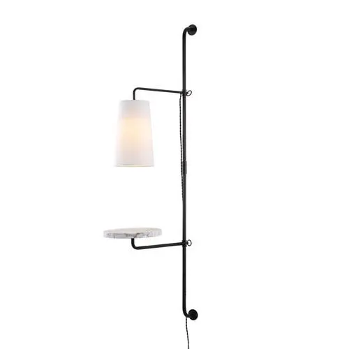 JONATHAN Y Andre 1-light Contemporary Industrial Iron Plug-in With Adjustable White Marble Table Led Sconce