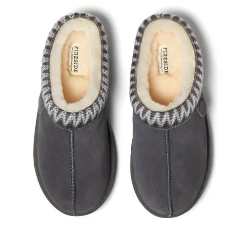 DEARFOAMS Fireside Greta Genuine Shearling Clog Slipper - Grey