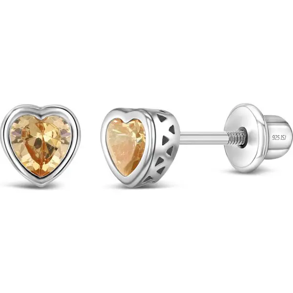 IN SEASON JEWELRY Cubic Zirconia Heart Earrings - November