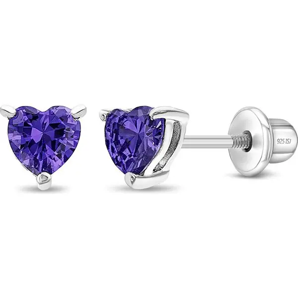 IN SEASON JEWELRY Cubic Zirconia Heart Solitaire Earrings - February