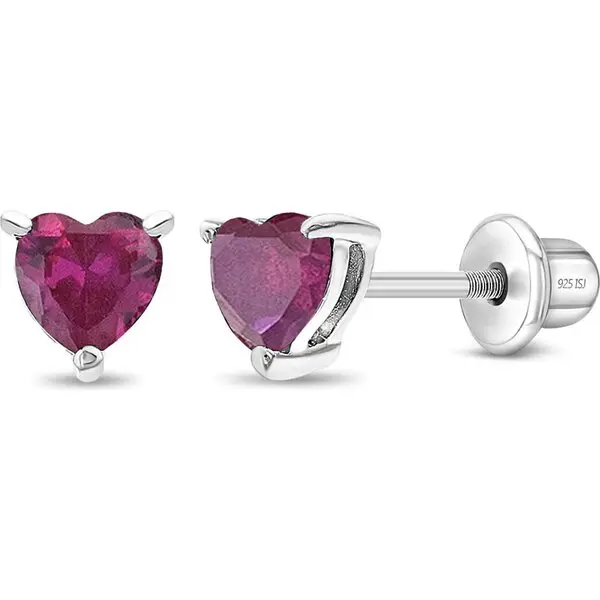 IN SEASON JEWELRY Cubic Zirconia Heart Solitaire Earrings - July