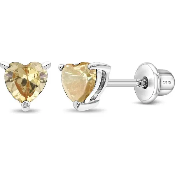 IN SEASON JEWELRY Cubic Zirconia Heart Solitaire Earrings - November