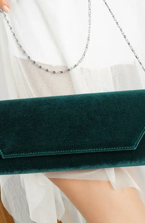 FOREVER & ALWAYS SHOES Forever & Always Scarlett Evening Clutch - Emerald Green Velvet