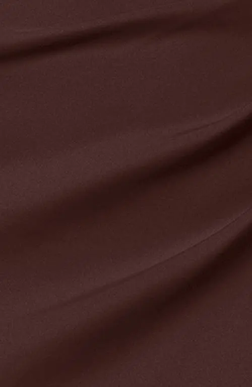 XSCAPE EVENINGS Asymmetric Neck Scuba Knit Trumpet Gown - Brown