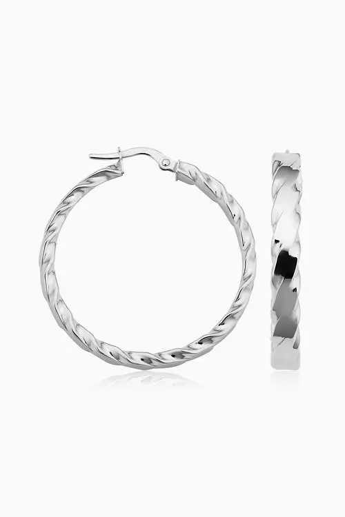 ORADINA 14k Gold Hoop Earrings - White Gold