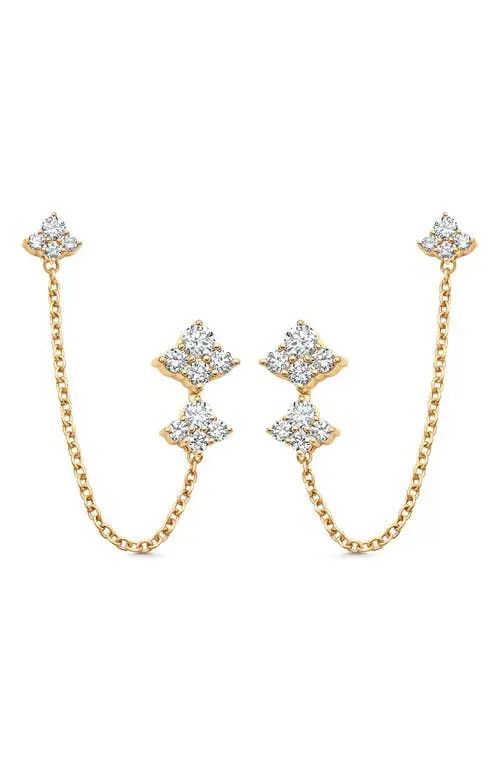 Sara Weinstock Dujour Diamond Cluster Chain Earrings - Yellow Gold/ Diamond