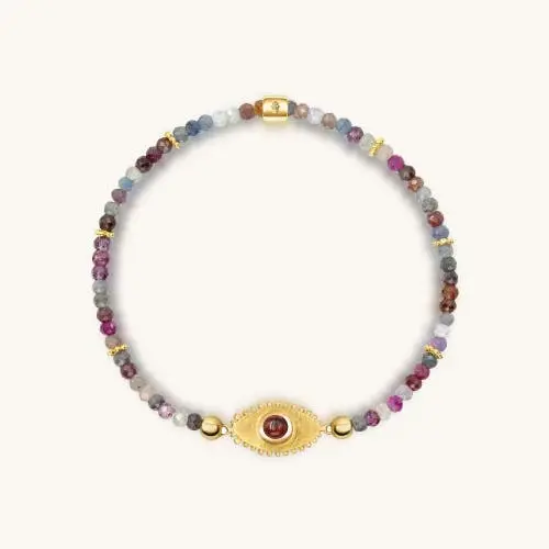 KARMA AND LUCK Sapphire Mix Evil Eye Charm Bracelet - Multicolor/gold